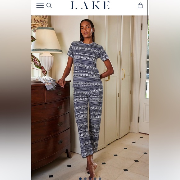 LAKE | Intimates & Sleepwear | Lake Pajamas Short Sleeve Pant Pima Crew ...